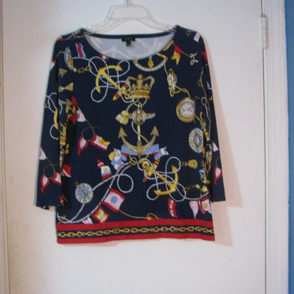Talbots | Tops | 35 Talbots Nautical Blouse Large Vintage Anchors ...